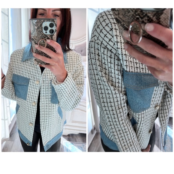 ANDREE BY UNIT | Jackets & Coats | Tweed Denim Jacket | Poshmark